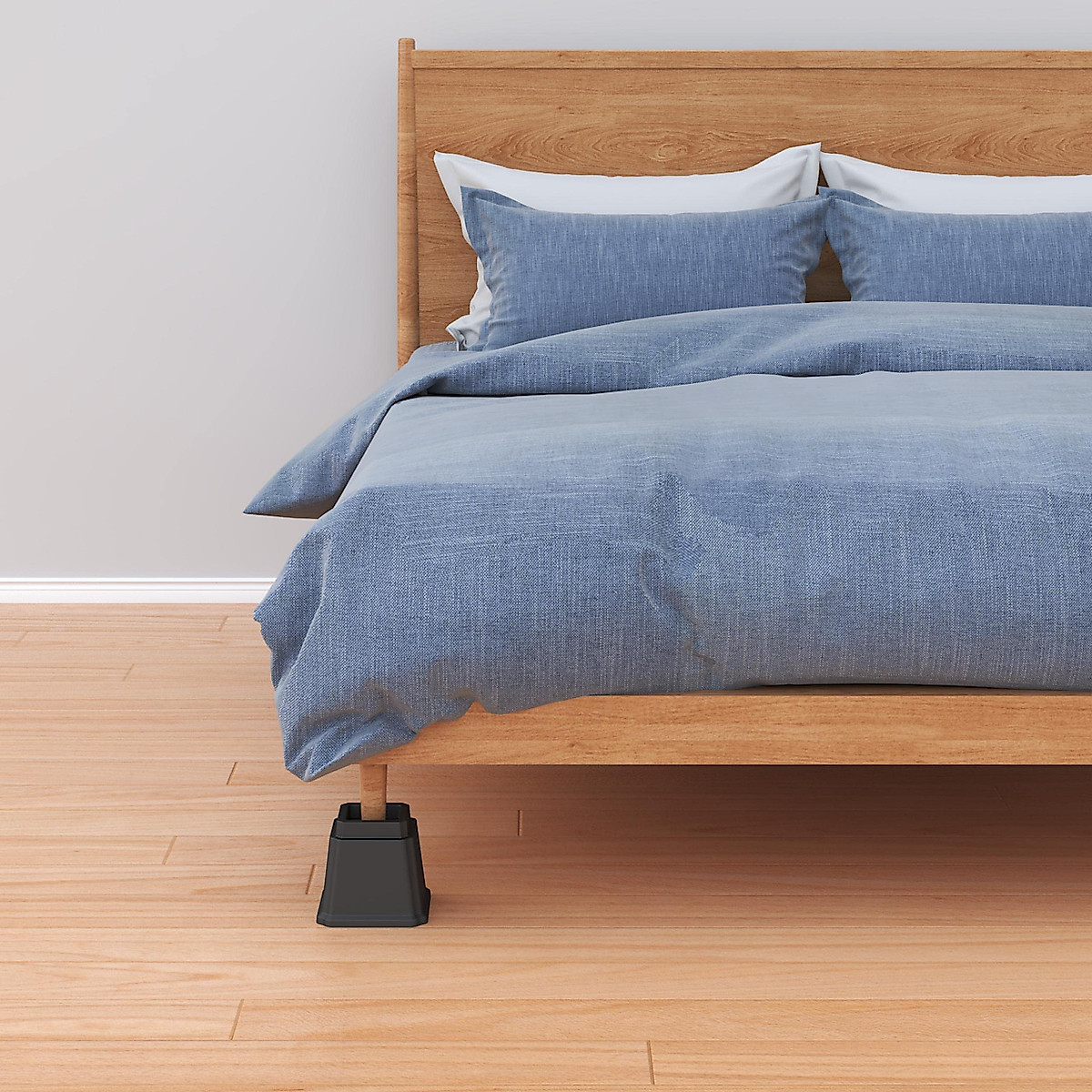 Whynonap Bed Risers Heavy Duty 5 Inches Bed Elevators, Set of 6 Lifts Up 3,000 lbs Furniture Riser for Sofa and Table, Black