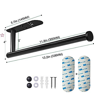 Upgraded Calegency Paper Towel Holder Under Cabinet, Wall Mounted Paper Towel Dispenser, Matte Black SUS304 Self-Adhesive and Drilling Optional Large Paper Towel Roll Holder for Bathroom, Kitchen, RV