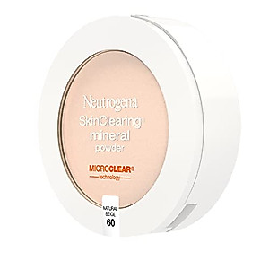 Neutrogena SkinClearing Mineral Acne-Concealing Pressed Powder Compact, Shine-Free & Oil-Absorbing Makeup with Salicylic Acid to Cover, Treat & Prevent Breakouts, Natural Beige 60,.38 oz (Pack of 2)