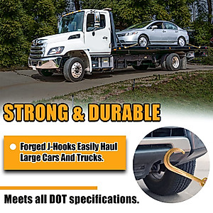 FITHOIST Grade 80 Chain V-Bridle | 5/16In x 2Ft Towing Chain Bridle with J Hooks and Grab Hooks | Bridle Transport Chain with 4,900LBS Safe Working Load | for Flatbed Truck Rollback Wrecker Carrier