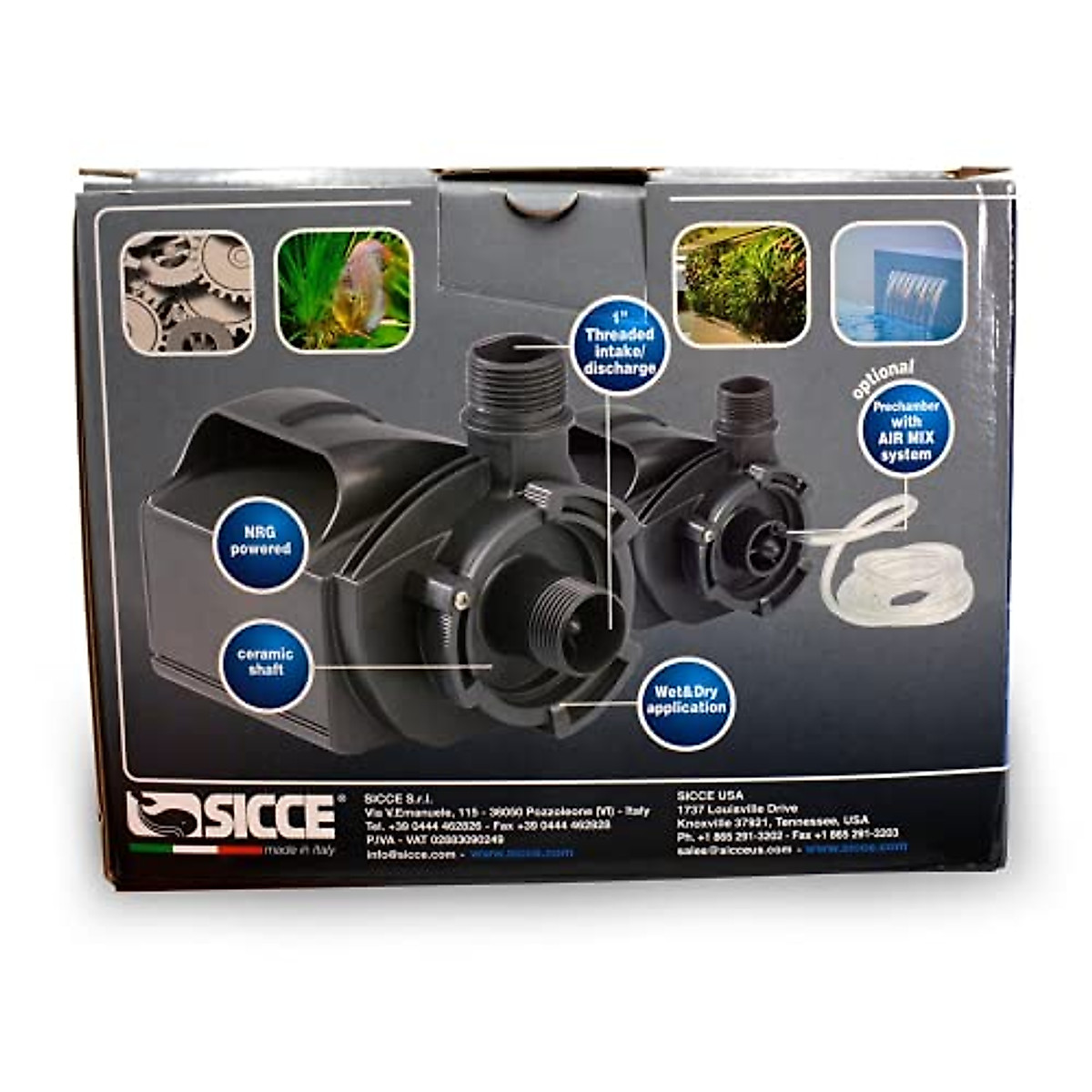 SICCE MULTI 2500 Multifunction Aquarium Pump, 715 GPH, designed for submerged and in-line use