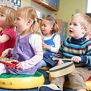 DAJAVE 4 Pack Hand Drums with Drum Stick 4Inch 6 Inch 8 Inch 10 Inch, Percussion Wood Frame Drum with 4 Sticks, Musical Instruments for Drums Beginners for Home School Party Supplies