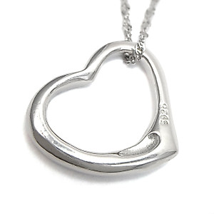 Pearl of Dream Perfect Love Open Heart [Large Size] Sterling Silver Pendant Necklace