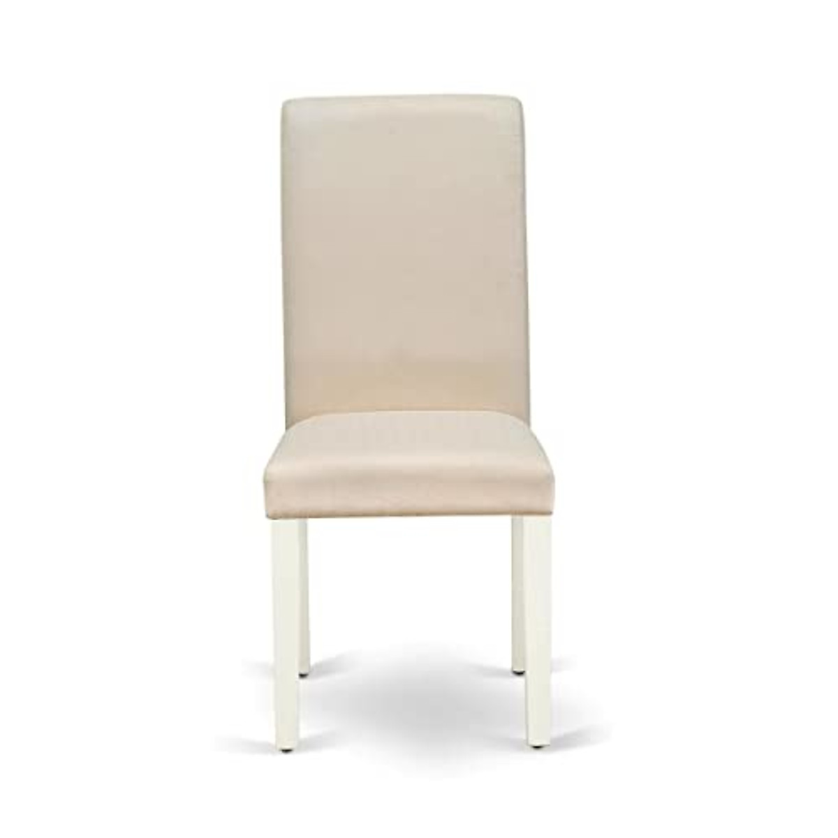 East West Furniture DLBA3-WHI-01 3 Piece Modern Dining Table Set Contains a Round Wooden Table with Dropleaf and 2 Cream Linen Fabric Upholstered Parson Chairs, 42x42 Inch, Linen White