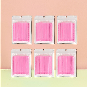 1200PCS Disposable Micro Applicators Brush for Eyelash and Make up Brushes and Personal Care Microswabs Pink (Head Diameter: 2.0mm)