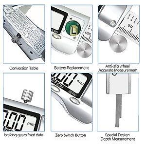ACEMETER Digital Caliper 6 Inch Measuring Tool Stainless Steel Vernier Caliper Digital Micrometer with Large LCD Screen,Auto-Off Feature, Inch/Metric Conversion Measuring Tool Caliper (6 inch)
