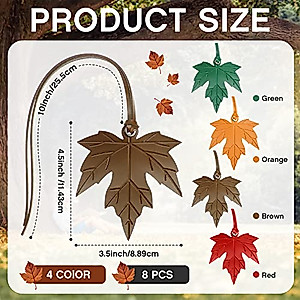 8 Pieces Maple Leaf Leather Bookmark Leather Page Markers Faux Leather Bookmark Leather Bookmarks for Men Women Book Lovers Bookworm Readers Writers Literature Fans, 4 Colors
