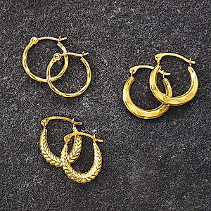 Ross-Simons 14kt Yellow Gold Jewelry Set: 3 Pairs Of Huggie Hoop Earrings
