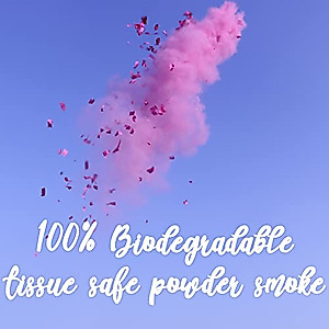 Gender Reveal Confetti Cannon Pink, WERISE Gender Reveal Smoke Bomb Only Pink with Biodegradable Confetti and Powder for Gender Reveal Party Supplies, Baby Girl Shower - 4 Pack (12 In)