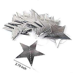 Silver Star Garland Banner Decorations - 156 Feet Bright Silver Paper Garland Hanging Decorations, Glitter Silver Star Bunting Banner for Wedding, Birthday, Holiday, Christmas Party