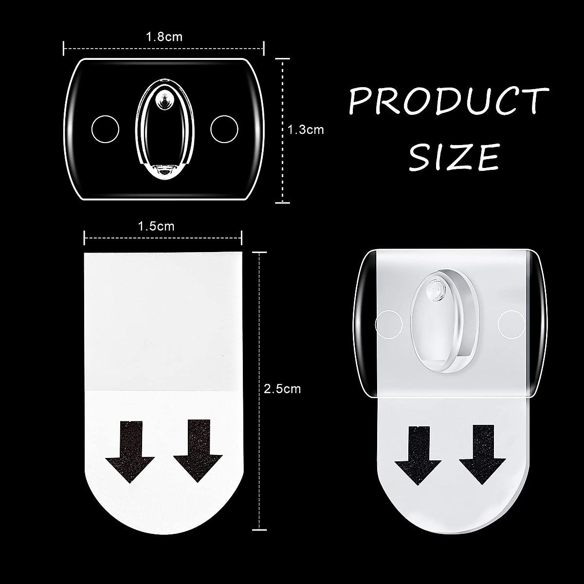 Jetec 120 Mini Clear Hook Clips With144 Pcs Tapes Christmas Transparent Light Hook Clips Self Adhesive Hooks Hanging Clip Multifunction Xmas Decoration Wall Hanging Clips for Outdoor Indoor