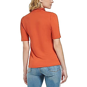 KARL LAGERFELD PARIS Women's Everyday 3/4 Sleeve Knit Top, Spicy Orange, Large