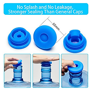 3 & 5 Gallon Water Jug Cap Reusable - Water Bottle Caps Fits 55mm Bottles,Silicone Non- Spill Lids for Anti-Splash (3 Pack)
