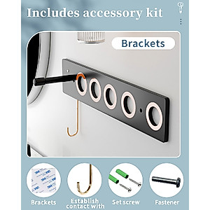 Magnetic Wall Mount Hair Dryer Holder for Dyson Supersonic with 5 Magnetic Rings for The Attachments, Premium Blow Dryer Holder Wall Mounted, Ultimate Convenience (Model A - Black)