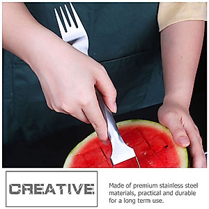 DOITOOL Watermelon Slicer Cutter 2 Pack, 2- in- 1 Watermelon Fork Slicer, Summer Watermelon Fruit Cutting Fork, Stainless Steel Fruit Forks Slicer Knife for Family Parties Camping