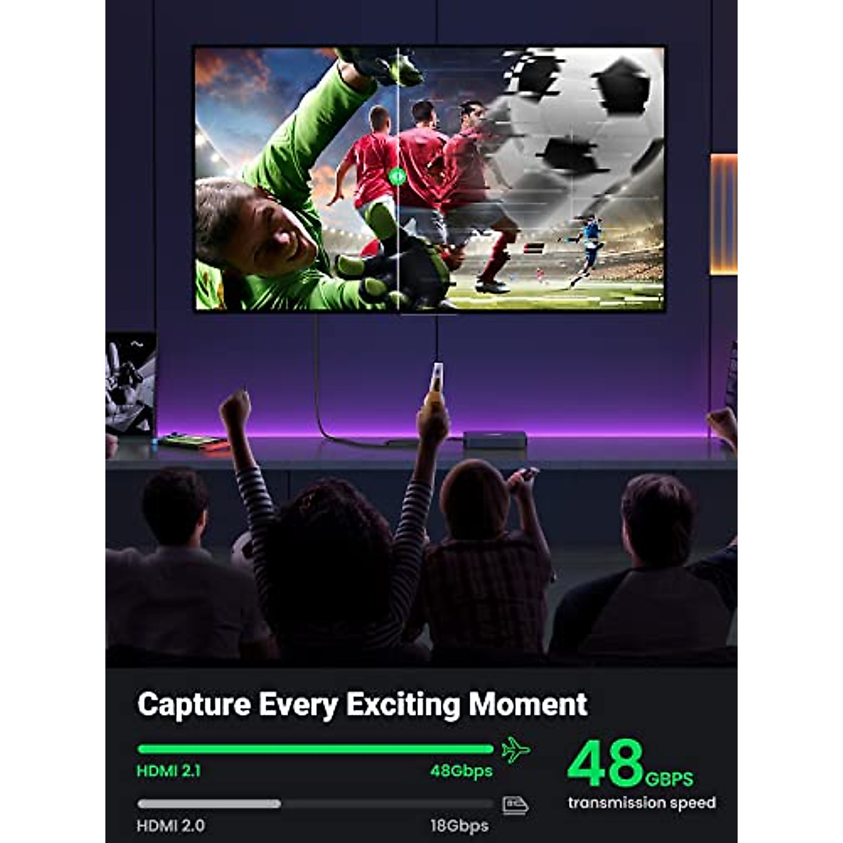 UGREEN HDMI Extender 8K HDMI Extension Cable 2.1 Ultra High Speed Cord 4K HDMI Male to Female Adapter Compatible with MacBook Pro 2021/PS5/Xbox Series X/Roku TV/UHD TV/Blu-ray, 1.5FT