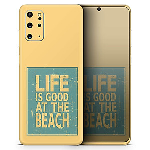 DesignSkinz Grungy Life is Good at The Beach Protective Vinyl Decal Wrap Skin Cover Compatible with The Samsung Galaxy S20 (Screen Trim & Back Glass Skin)