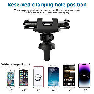 AUCELI Car Phone Holder Mount, Air Vent Hands Free Clip Cradle Universal for Cellphone, Gravity Auto Lock and Thick Case Friendly, Compatible with iPhone 14 13 Pro Max S20 All Smartphones (Silver)