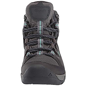 KEEN Women's Steens Mid Height Leather Waterproof Hiking Boots, Steel Grey/Ocean Wave, 11