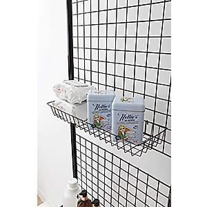 Casamaru Magic Partition Steel MESH Basket with Hook for Wire Wall Grid & Panel [Black,Medium]