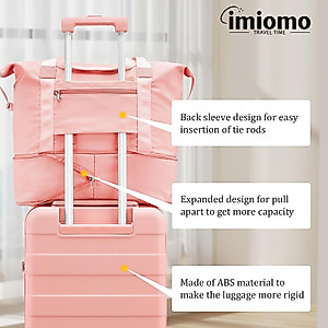 imiomo 24 IN Checked Luggage, Suitcase with Spinner Wheels, Hardside 3PCS Set Lightweight Rolling Travel Luggage with TSA Lock(24"/Pink)