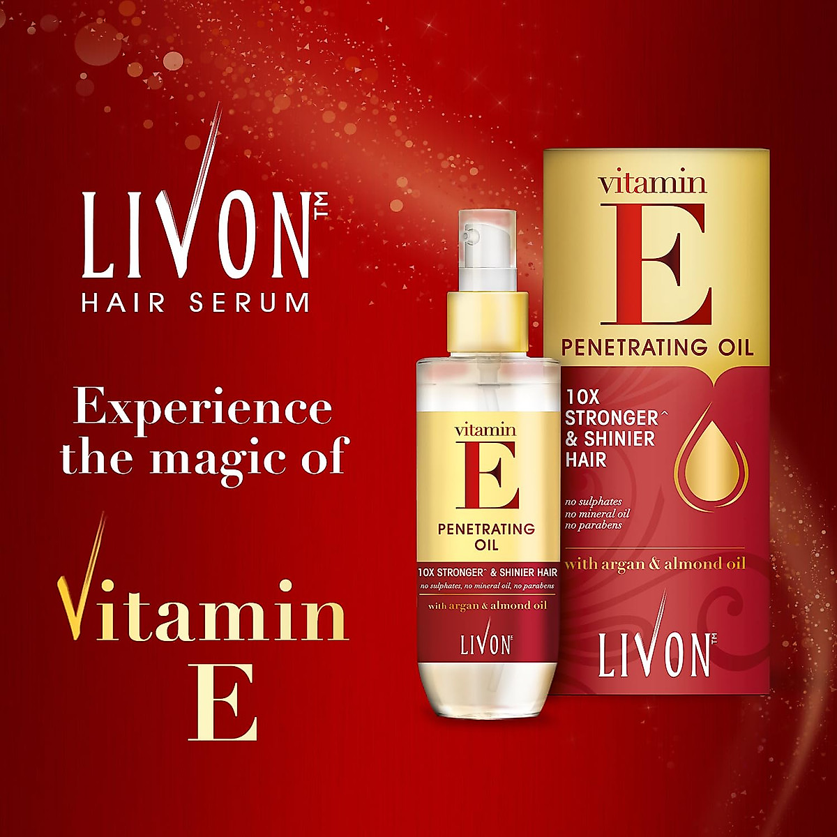Livon Hair Serum for Men & Women | Frizz free & shinier hair | Sulphate & Paraben free| All Hair Types | Lightweight & Non Greasy | Vitamin E Serum Oil | Enriched with Argan & Almond Oil | 3.3 Fl.oz