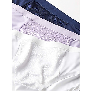 Warner's womens Blissful Benefits Tummy-smoothing Comfort Microfiber 3-pack Ru5023w Hipster Panties, Lavender Macaron/White/Navy Ink, Medium US