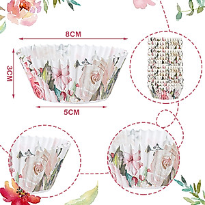 300 Counts Floral Cupcake Liners Floral Cupcake Wrappers Baking Cups Baking Liners Holders for Baby Shower Wedding Bridal Showers Birthday Party Decorations
