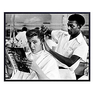 Vintage Elvis Photo, Wall Art Decor - Barbershop Haircut Photograph for Salon, Barber Shop, Bathroom, Living Room, Bedroom - Gift for Country Music, Graceland Fan, Hair Stylist - 8x10 Poster