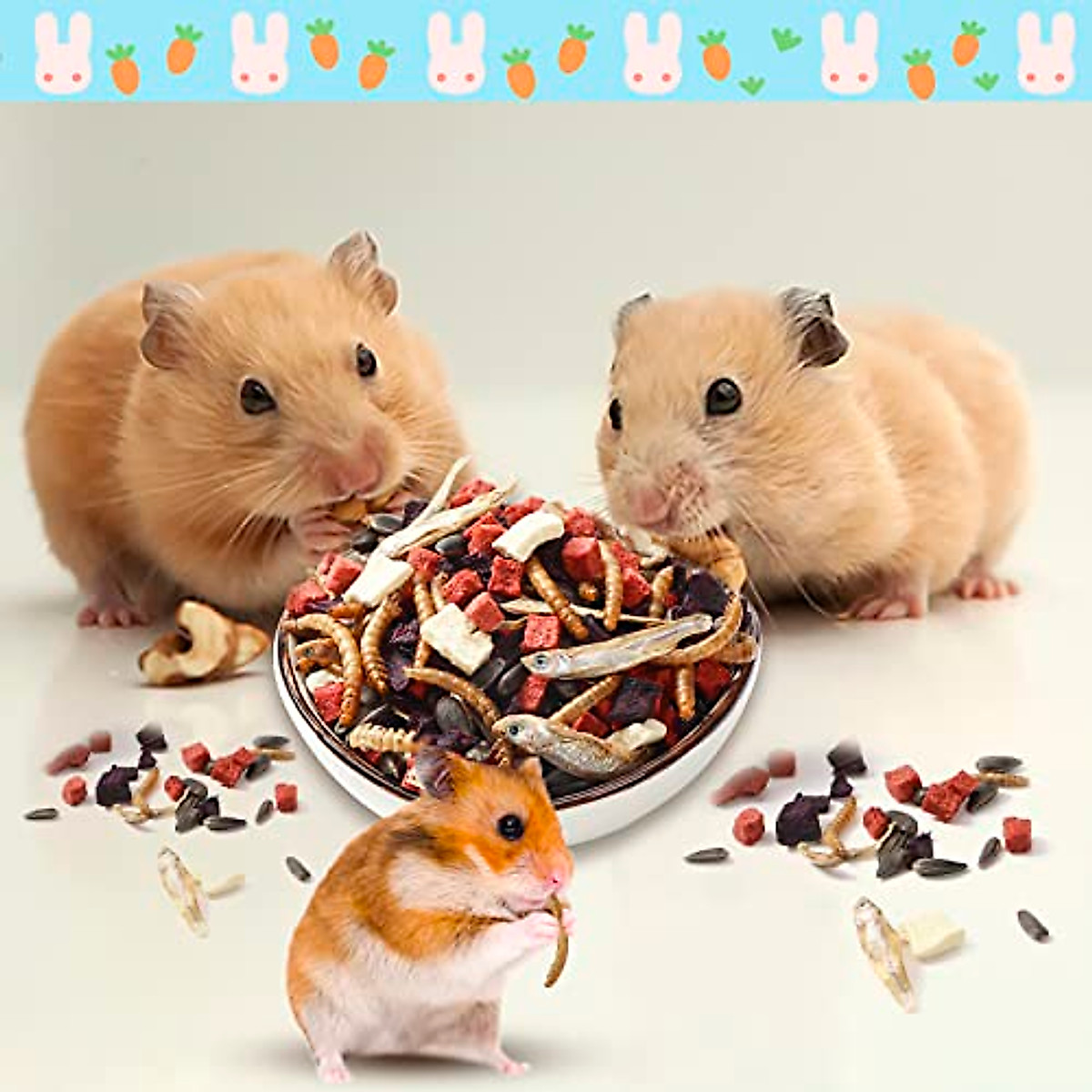 HGPOKLVT Hamster Chew Toys&Treats Includes Dried Fruits, Dried Vegetables Protein Sources, Perfect for Providing Energy&Various Nutrients for Your Pet's Growth Activities