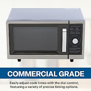 FSE Commercial Microwave with Dial Control, 1 Cubic Feet Interior, Stainless Steel, 1000 Watts, UL and NSF Approved