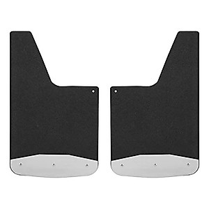LUVERNE 251220 Universal Front or Rear 12-Inch x 20-Inch Textured Rubber Mud Guards with Stainless Steel Plates , Black