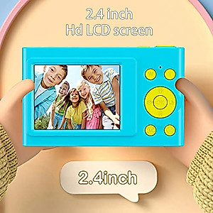 Kids Camera for Boys and Girls Digital Camera with Memory Card 16X Zoom Vlogging Camera 1080P Video Recorder with Multiple Unique Functions Great Birthday Electronic Toys for Children (Blue 32GB)