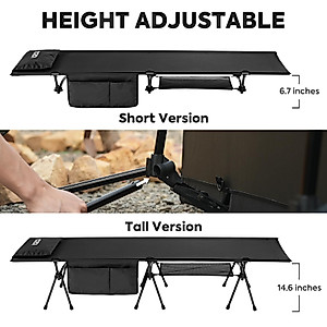 ICECO Camping Cot for Adults, Folding Cot for Camping, Portable Bed Sleeping Cot, Lightweight Backpacking Cot Strong Support 400 Lbs, Tent, Outdoor, Hiking, Travel, RV, Beach
