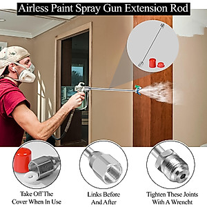 5 Pack Airless Paint Sprayer Tip Extension Pole Multi-Sizes Extension Rod,Airless Painting Spray Gun Tip Extension Pole Rod with Red Guard (7.8in+11.81in+19.09in+29.13in+38.77in)