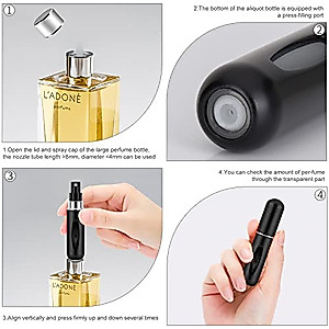 Soleebee Portable Refillable Perfume Atomizer Bottles, Mini Matte Atomizer Perfume Bottles, Refillable Perfume Spray Dispensers, Scent Pump Case, Travel Size Perfume Spray Bottle 5ml/0.2oz (4 Pcs Black)