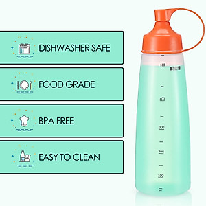 oiununo Squeeze Bottles Wide Mouth - Pack of 3 Condiment Bottle Squeeze BPA free for Chunky Sauces, Resin, Crafts, Condiment Squeeze Bottles 550 mL/19 oz. (Orange*3)