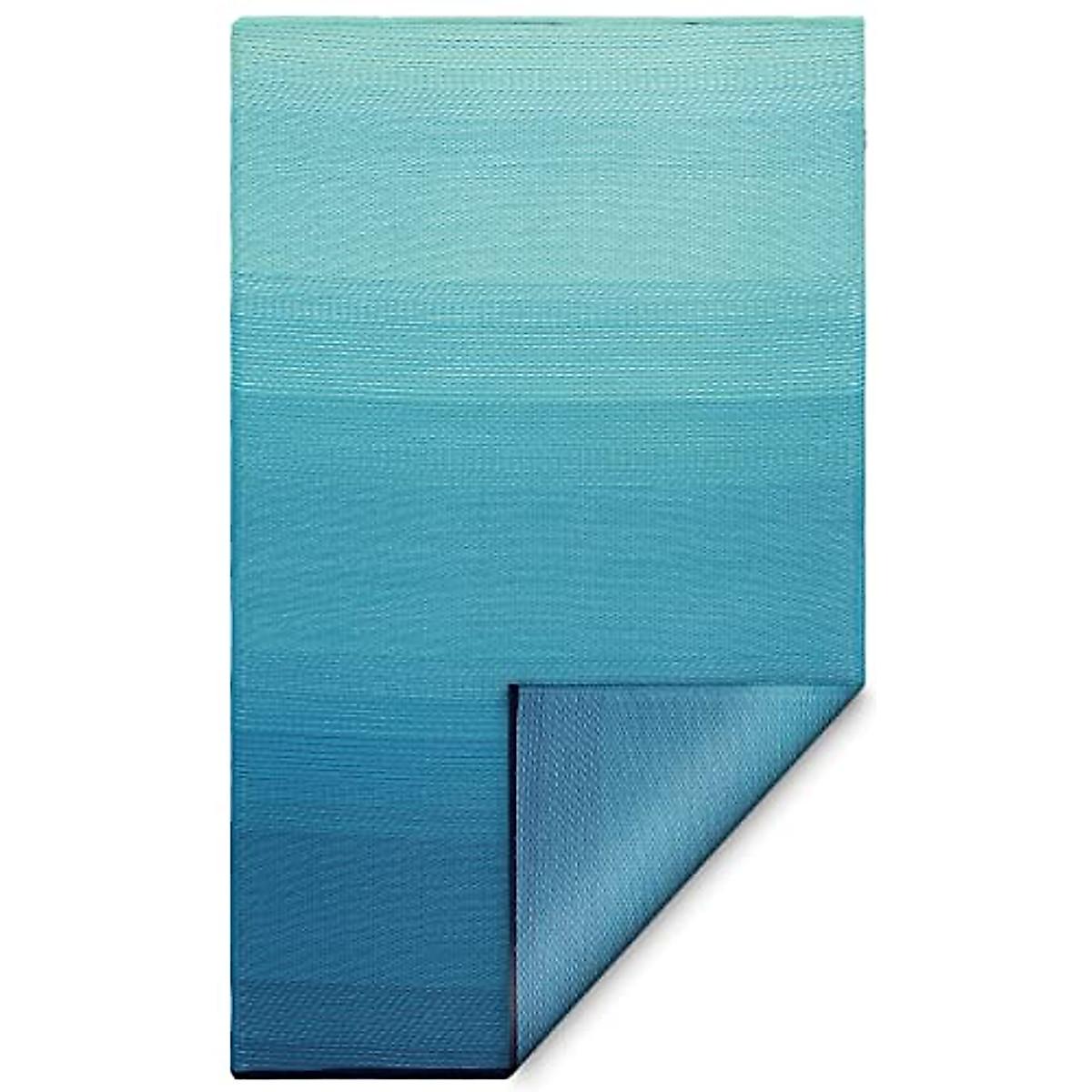 Fab Habitat Outdoor Rug - Waterproof, Fade Resistant, Crease-Free - Premium Recycled Plastic - Ombre - Patio, Deck, Porch, Balcony, Laundry Room - Big Sur - Teal - 4 x 6 ft