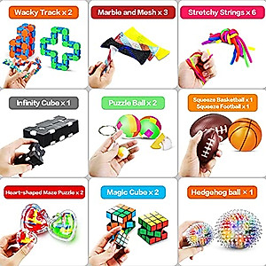 (42 Pcs) Fidget Toys Pack, Party Favors Carnival Treasure Classroom Prizes Small Mini Bulk Sensory Figit Toys Set for Boys Girls Kids Adults, Stress Relief & Anxiety Relief Tools Autistic ADHD Toys