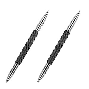 Grevosea 2 Pieces Spring Nail Set, Nail Set Tool and Hinge Pin Tool Dual Head Nail Setter Hammerless 1/8 1/16 and 1/32 Inch Spring Pin Punch Nail 3500 Psi Striking Force Door Pin Siding Removal Tool
