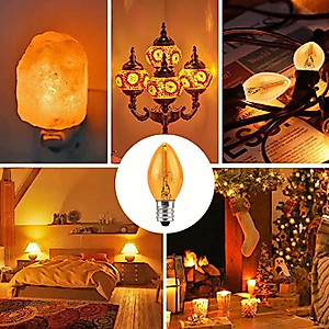 KINUR Night Light Bulbs, C7 LED Bulbs E12 Candelabra Base Amber 2200K, 1 Watt Equivalent 10W Incandescent Bulb, Salt Lamp and Window Candles & Chandeliers Replacement Bulb 6 Pack (6, Amber)