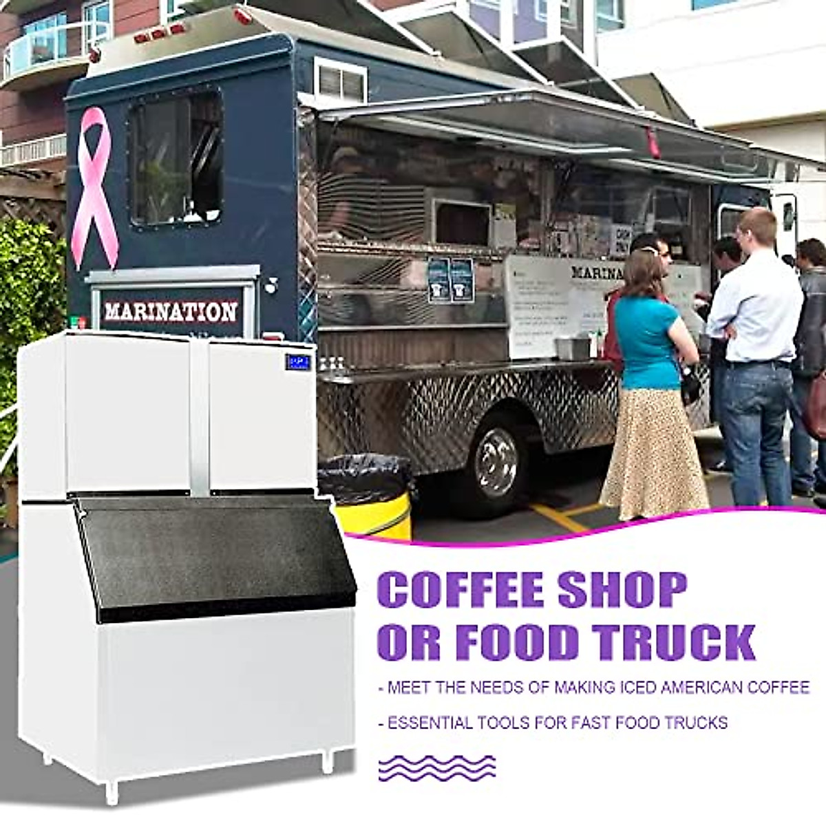 HPDAVV Commercial Ice Maker 2000lbs/24H 220V 1003lbs Ice Storage Capacity Automatic Cleaning Ice Machine Professional Refrigeration Equipment