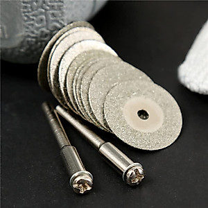 GatherTOOL 12pcs/24pcs Diamond Discs + Arbor Shaft Set 20mm Thin Grinding Slice Mini Cutoff Wheel Refine Jewelry Making Craft Rotary Tools (Color : 12pcs Set)