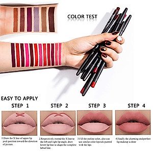 DC-BEAUTIFUL 18 Colors Lip Liners Pencil Set with 2 Pencil Sharpeners, Premium Waterproof Smooth Lip Pencils, Long Lasting Matte Makeup Lipliners