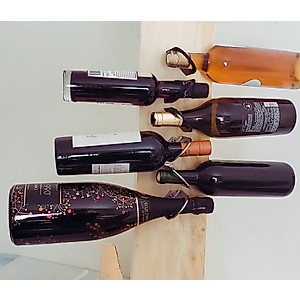 Set of Two Wall Mounted Wine Bottle Holders, Single Wine Rack (Build Your own) (Brushed Stainless)