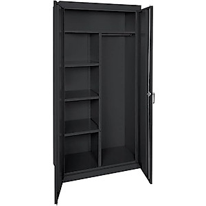 Sandusky Lee CAC1362472-09 Combination Garage Storage Cabinet, Steel Utility Cabinet with Adjustable Shelves, 72" H, Black