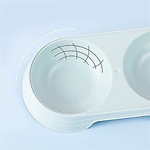 AHEGAS Dog Food Bowl Double Bowl for Household Pets, Suitable for Cats and Dogs, with Rounded Curves, Simple to Clean, Durable and Anti-Drop ( Color : Blue )