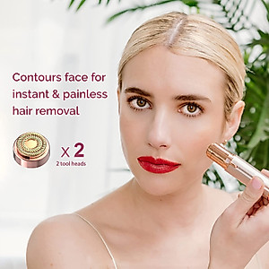 Facial Hair Remover for Women, Electric Face Razor for Women with LED Light for Instant and Painless Hair Removal (Golden)