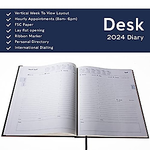 Collins Debden Collins Standard Desk 2024 Diary Quarto Week to View Business Diary (Appointments) - Business Planner and Organiser - January to December 2024 Diary - Weekly - Blue - A36.60-24