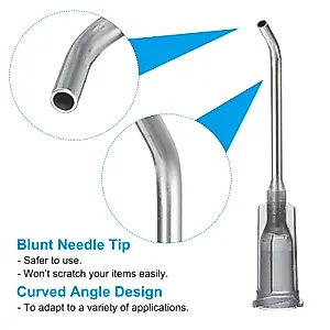 PATIKIL 16Ga x 1 Inch Dispensing Needle Tips, 36Pcs Stainless Steel 45 Degrees Pre Bent Glue Needle Tube Blunt Tips with Luer Lock for Glue Oil Applicator, Grey